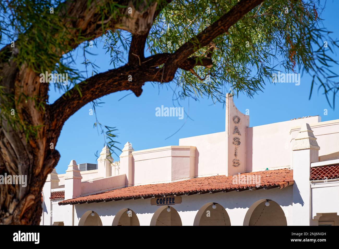 Ajo, AZ - Nov. 28, 2022: Oasis Coffee is a small coffee shop in the ...