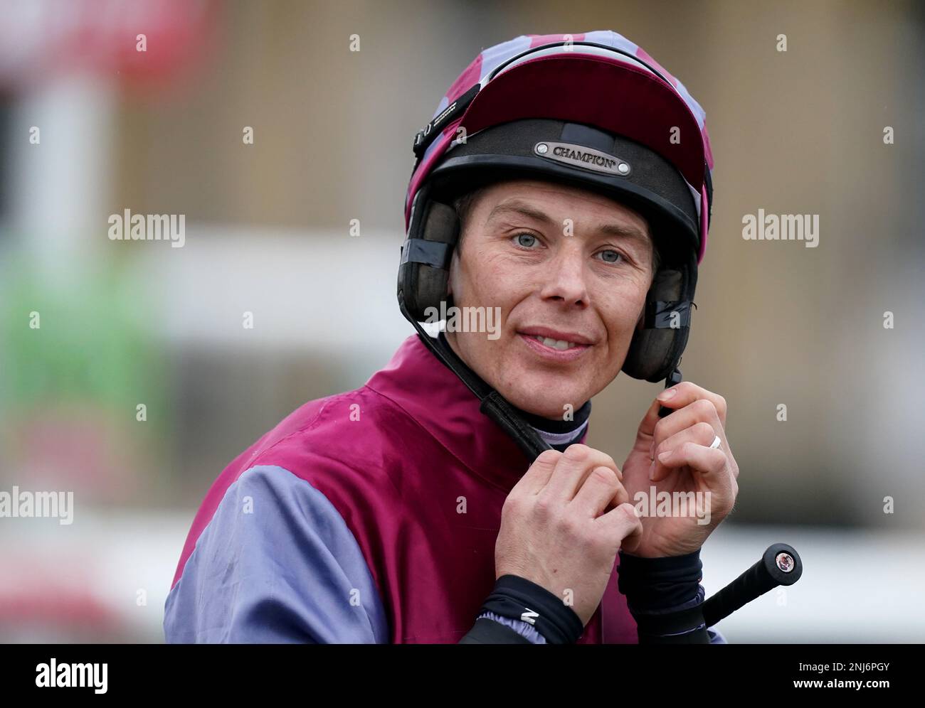 Jockey Lee Edwards at Doncaster Racecourse, Yorkshire. Picture date ...