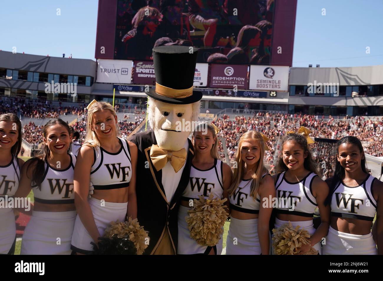 TALLAHASSEE, FL - OCTOBER 01: The Wake Forest Demon Deacons cheer squad ...