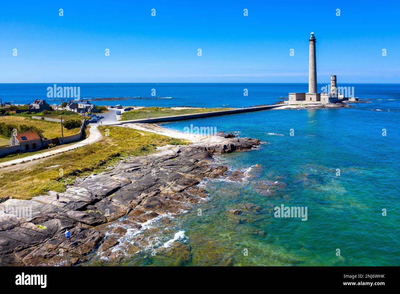 Aerial view Phare de Gatteville, Barfleur Manche,Normandy,France Stock ...