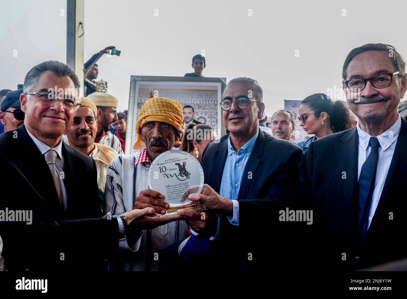 Festival organizer Nabil Baraka (2r) and the Spanish ambassador to the ...