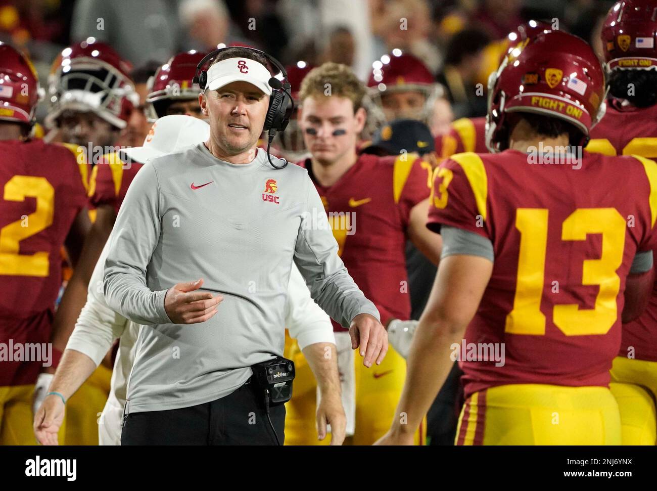 USC Trojans head coach Lincoln Riley on the sideline during the game ...
