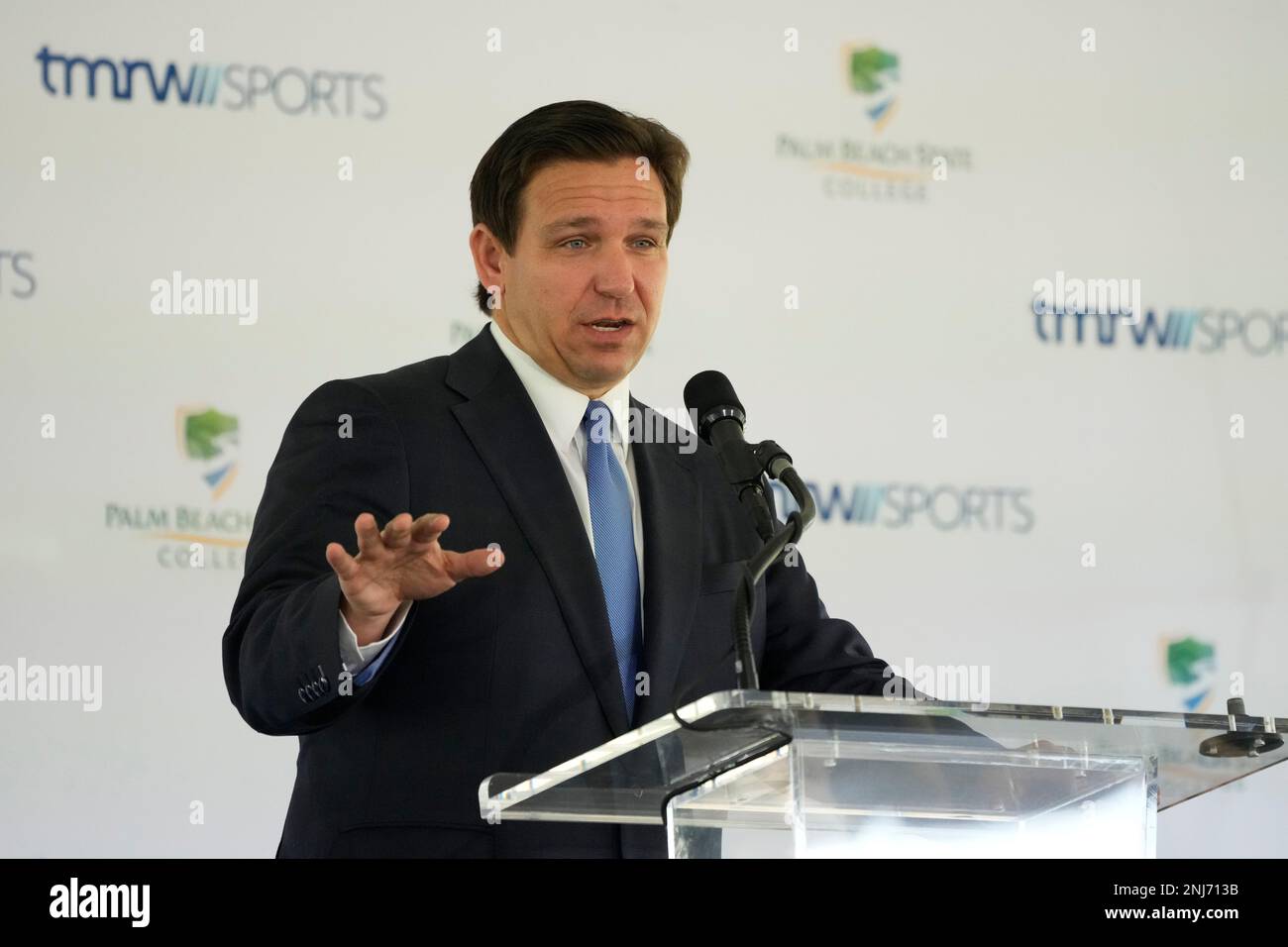 Florida Gov. Ron DeSantis speaks during a news conference announcing ...