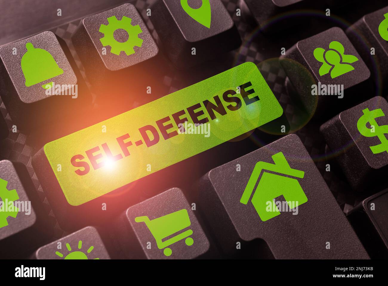 Sign displaying Self Defense. Concept meaning the act of defending one ...