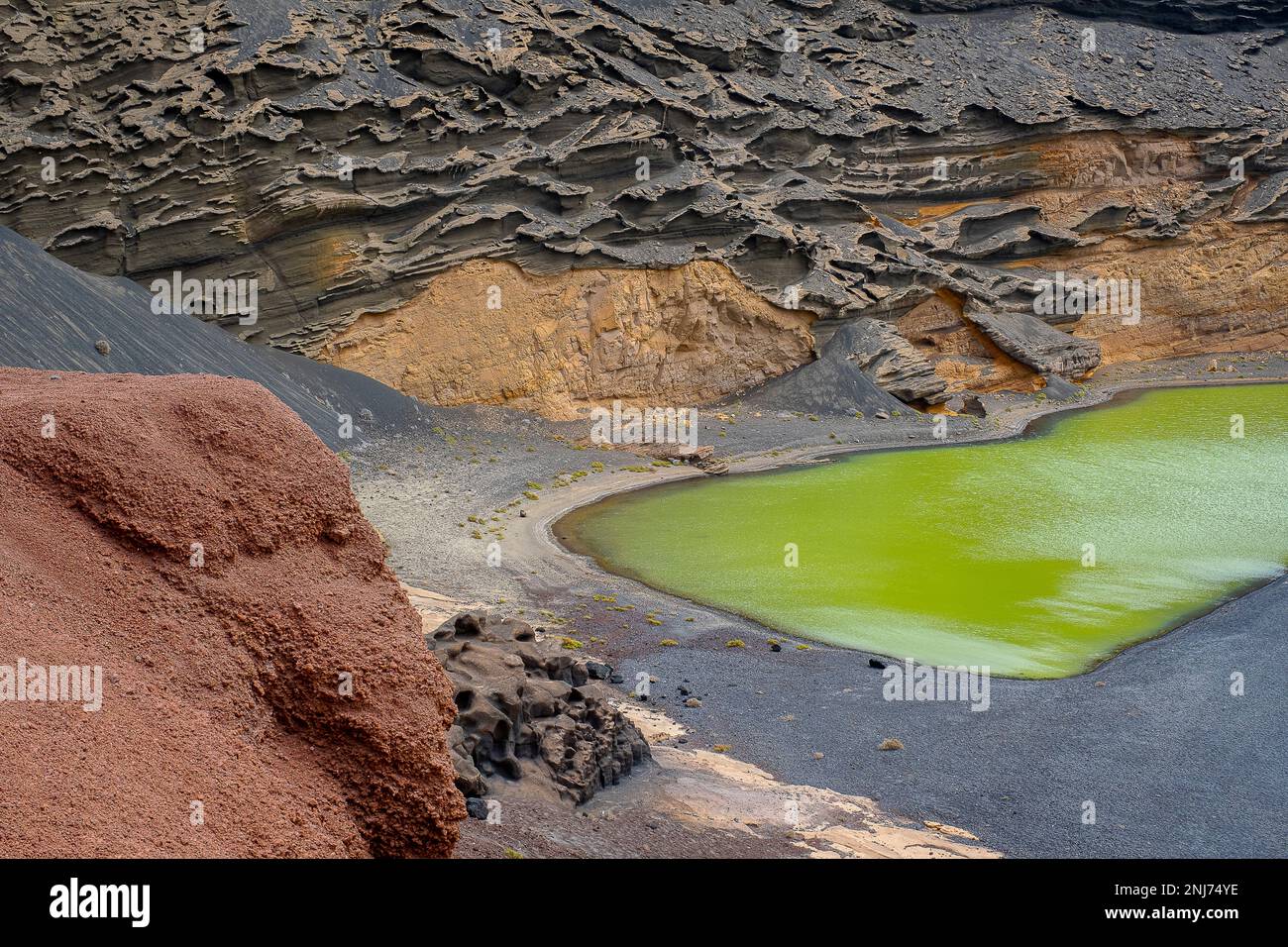 El Golfo beach, Lago verde, Green Lagoon, Charco de los Ciclos, El ...