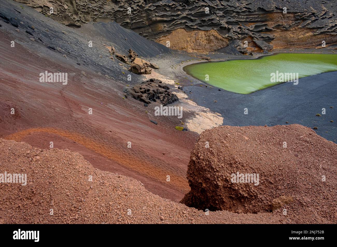 El Golfo beach, Lago verde, Green Lagoon, Charco de los Ciclos, El ...