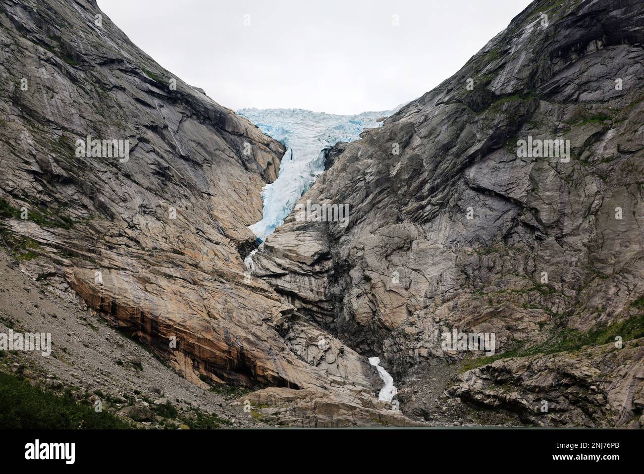 Hiking in the Area of the Glacier Briksdal, Briksdalsbreen, in Norway ...