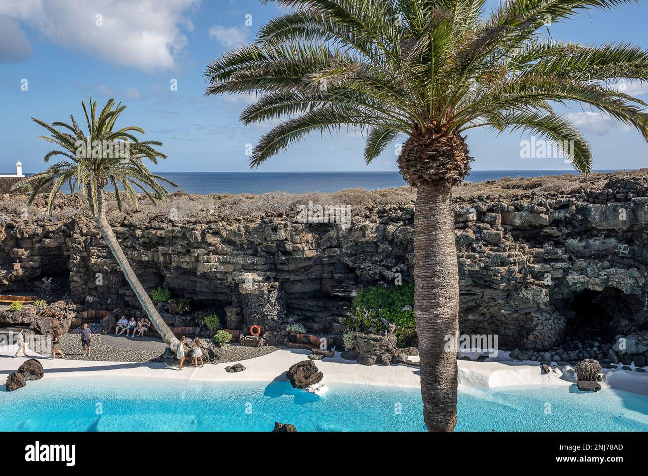 Swimming pool in the lava cave, Jameos del Agua, built by the artist ...