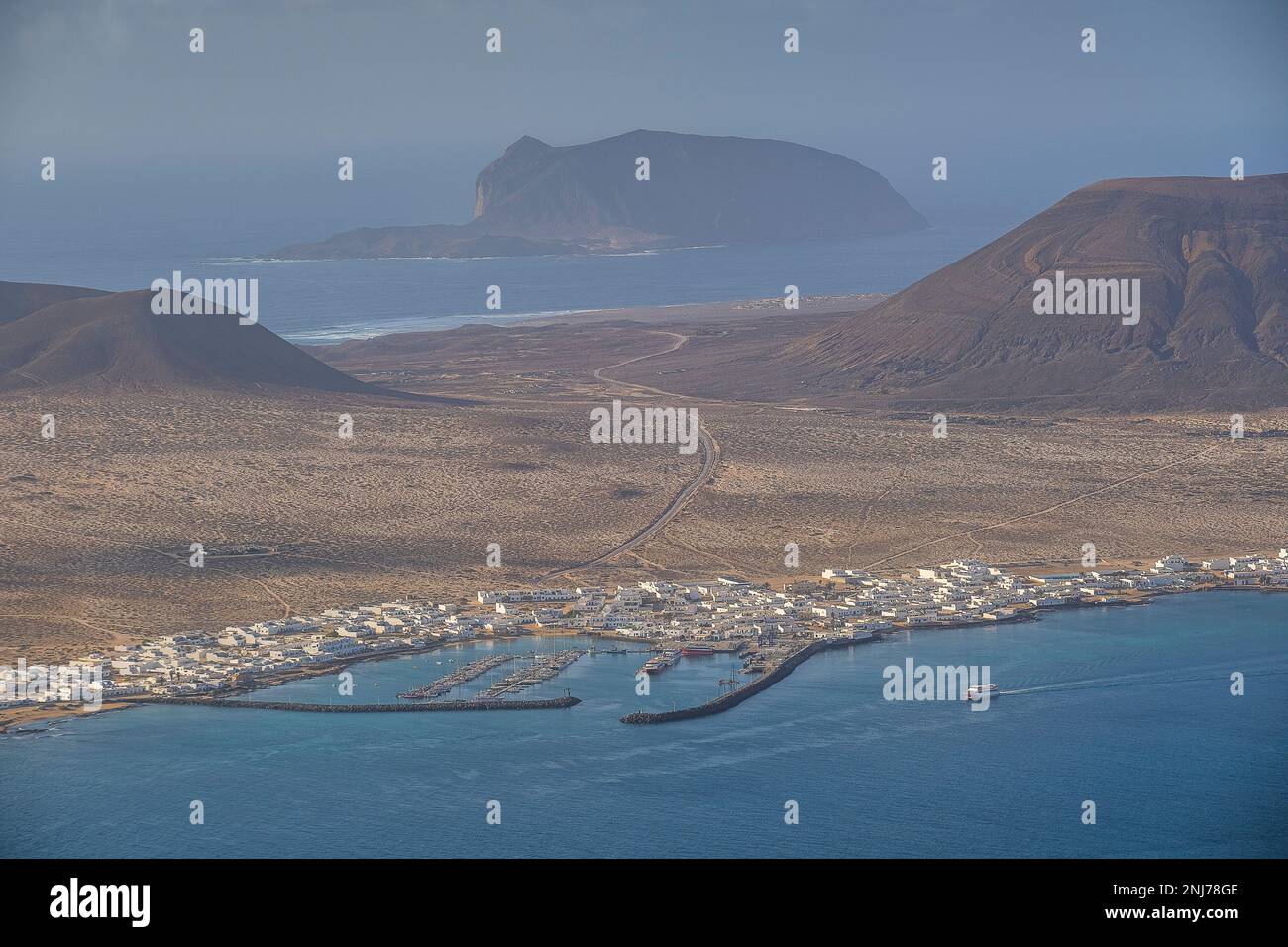 Town of Caleta del Sebo. Panorama of La Graciosa Island from Mirador ...