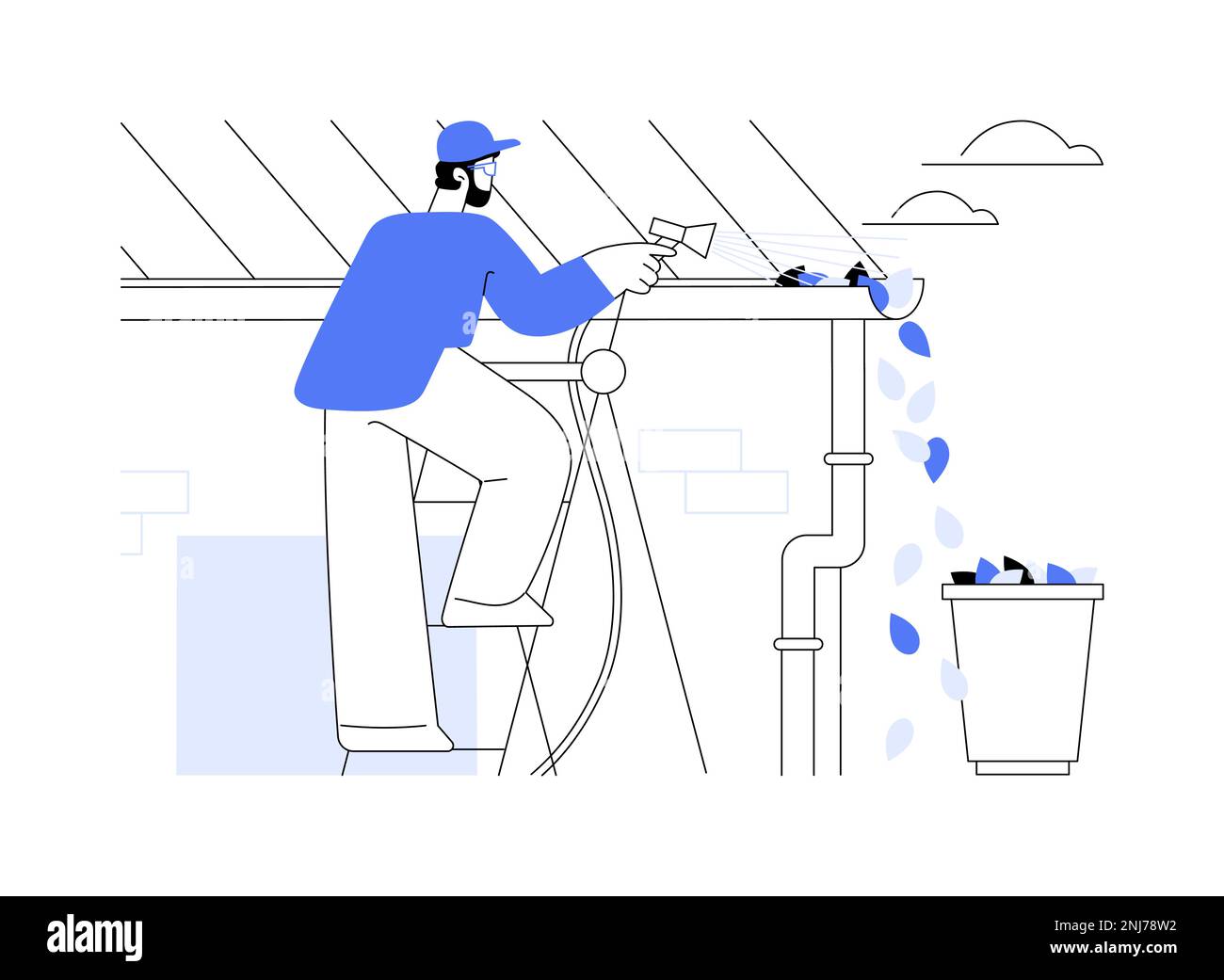 Gutter cleaning abstract concept vector illustration Stock Vector Image ...