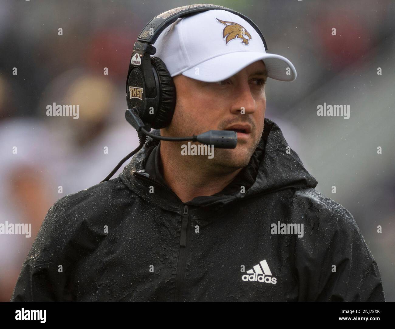 Texas State head coach Jake Spavital walks back to his bench during the ...