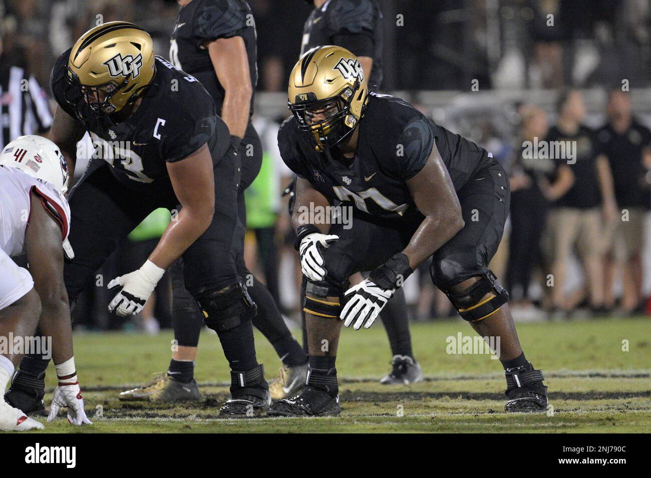 Central Florida offensive lineman Tylan Grable (71) sets up for a play ...