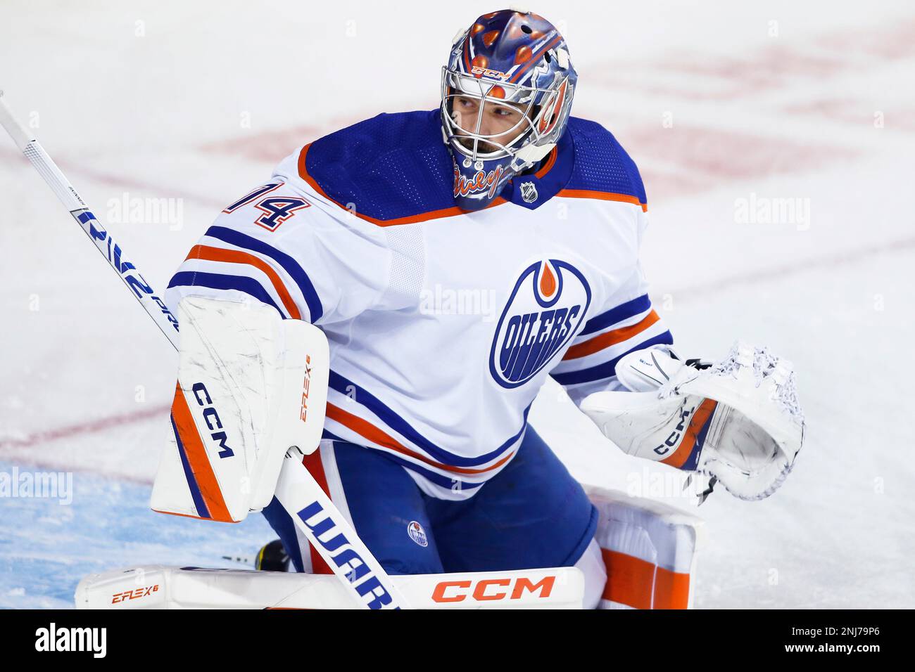 NHL profile photo on Edmonton Oilers goalie Stuart Skinner at a game ...
