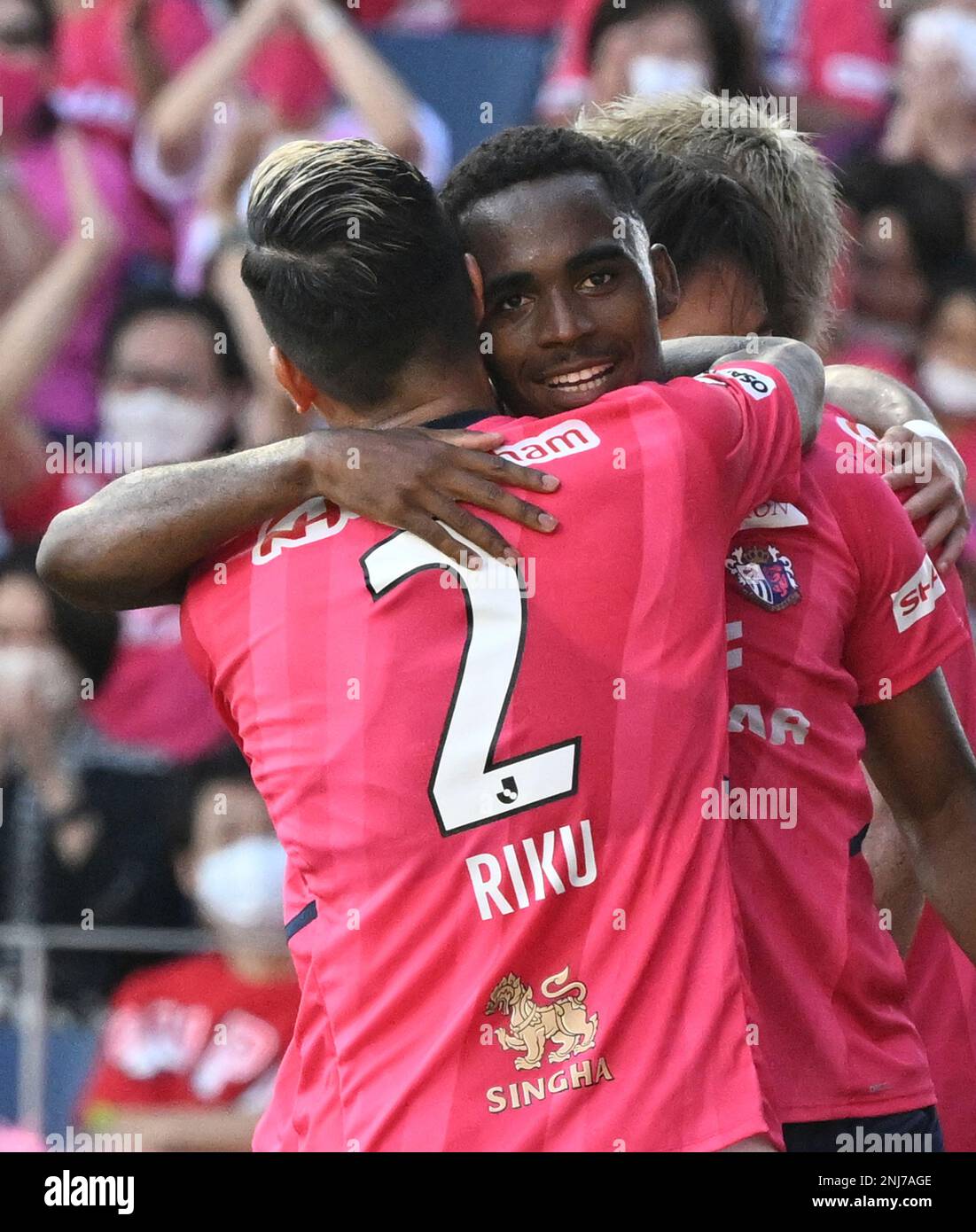 Osaka's JEAN PATRIC reacts after scoring an opener at Meiji Yasuda J1 ...