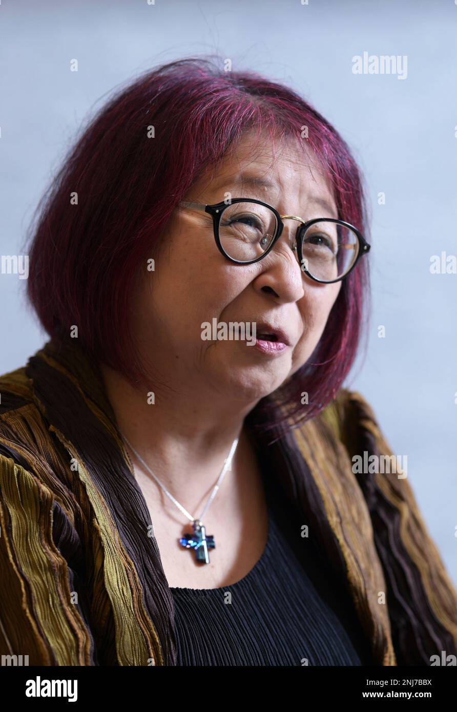 Rumiko Takahashi, Japanese manga artist, poses for photo during an ...
