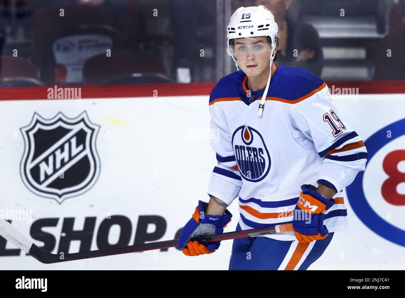 NHL profile photo on Edmonton Oilers player Jake Virtanen at a game ...