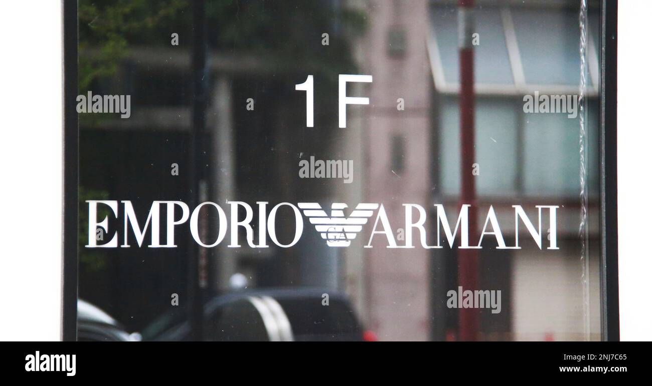 The trademark of Emporio Armani is seen in Shinjuku Ward, Tokyo on ...
