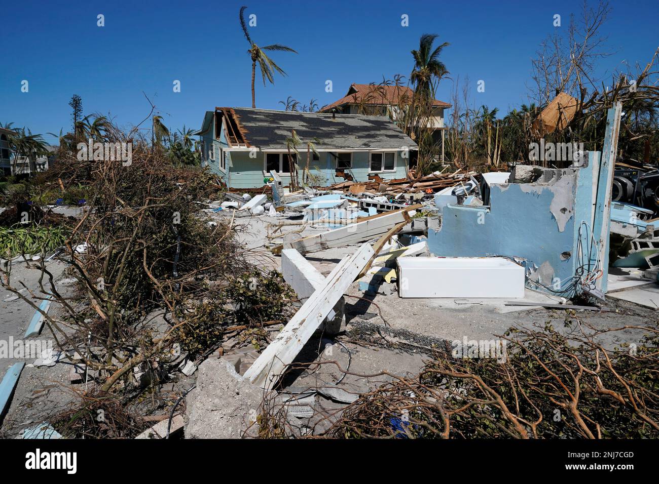 Damaged homes and debris is seen on Sanibel Island, in the aftermath of ...