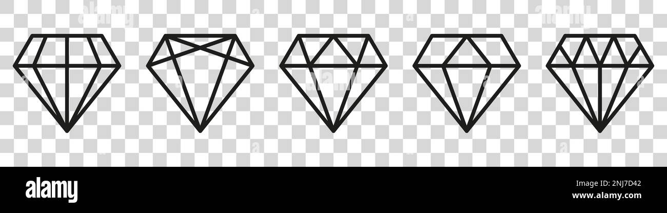 Diamond icon. Big collection quality diamonds. Linear diamond style and ...