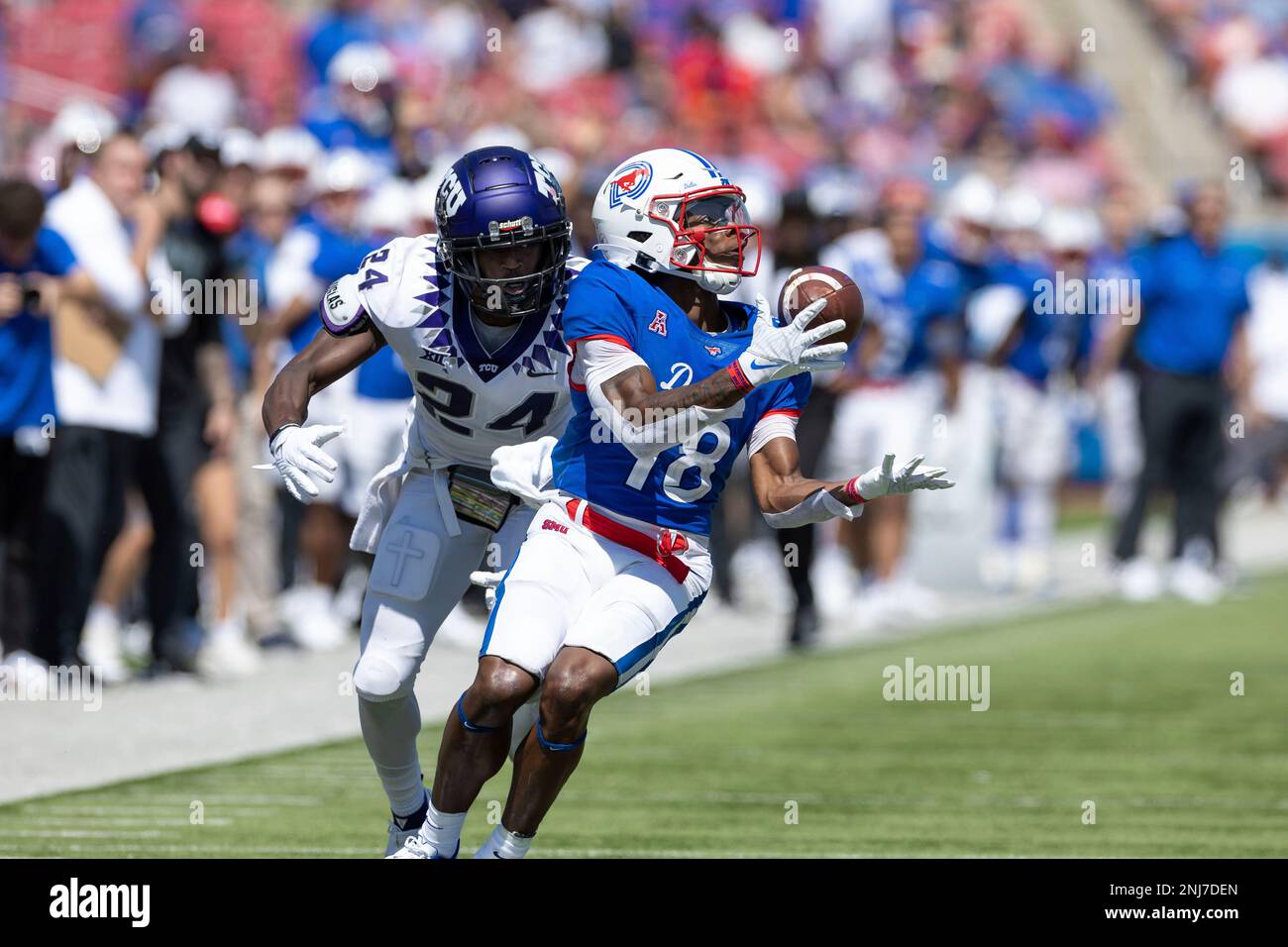 DALLAS, TX - SEPTEMBER 24: SMU Mustangs wide receiver Teddy Knox (#18 ...