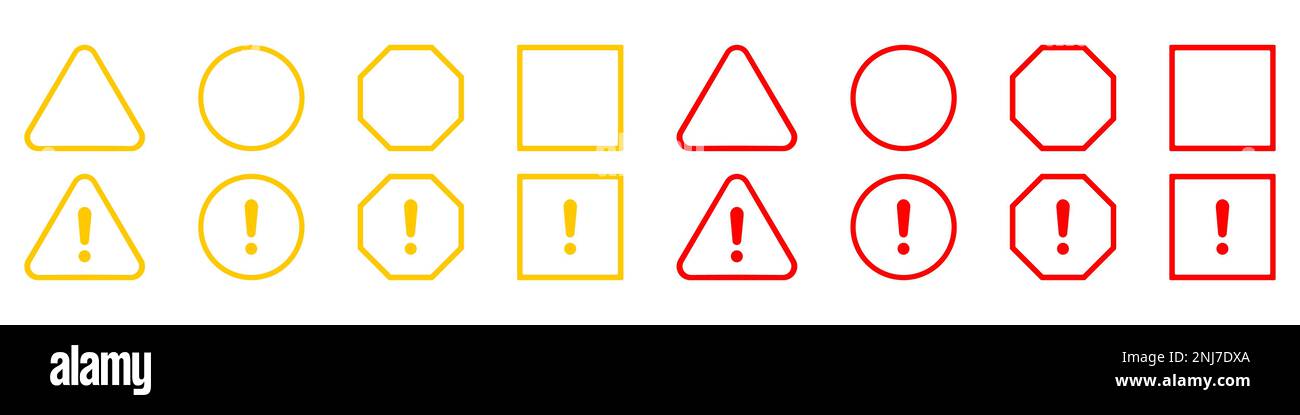 Caution warning signs set. Exclamation marks Stock Vector Image & Art ...