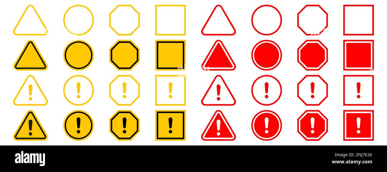 Caution warning signs set. Exclamation marks Stock Vector Image & Art ...