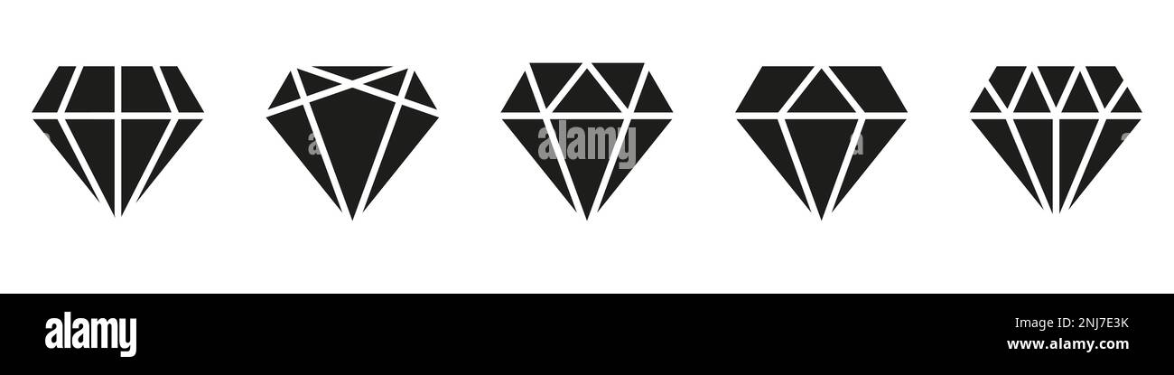 Diamond icon. Big collection quality diamonds. Linear diamond style and ...