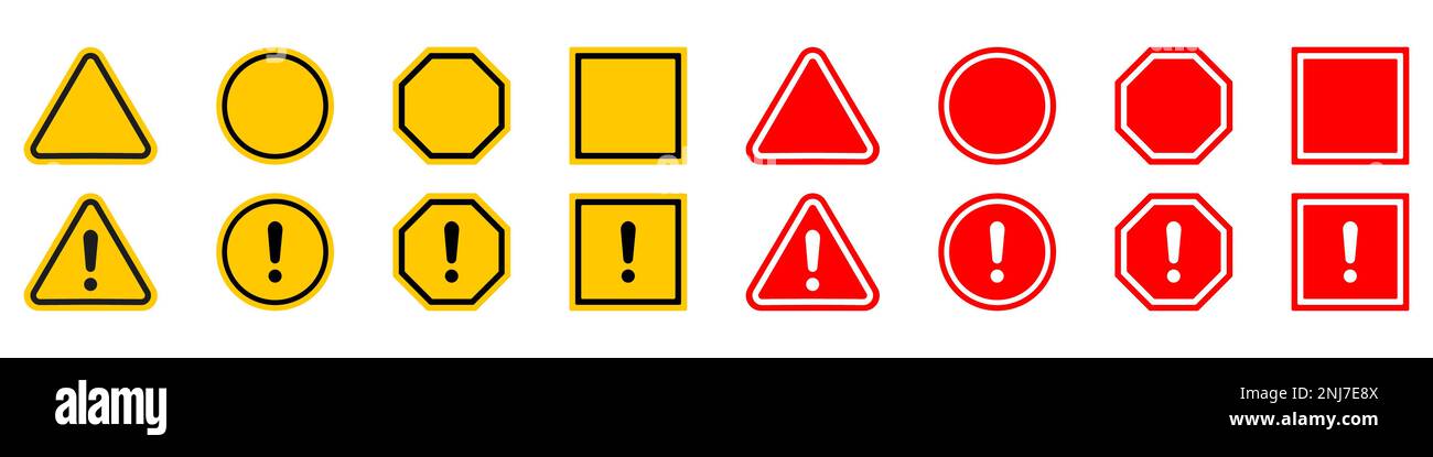 Caution warning signs set. Exclamation marks Stock Vector Image & Art ...