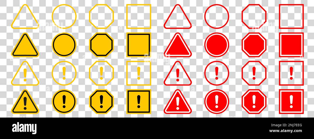 Caution warning signs set. Exclamation marks Stock Vector Image & Art ...