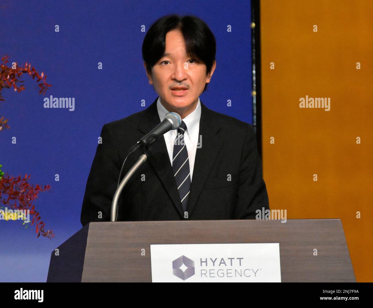 Japanese Crown Prince Akishino delivers his speech during the 70th ...