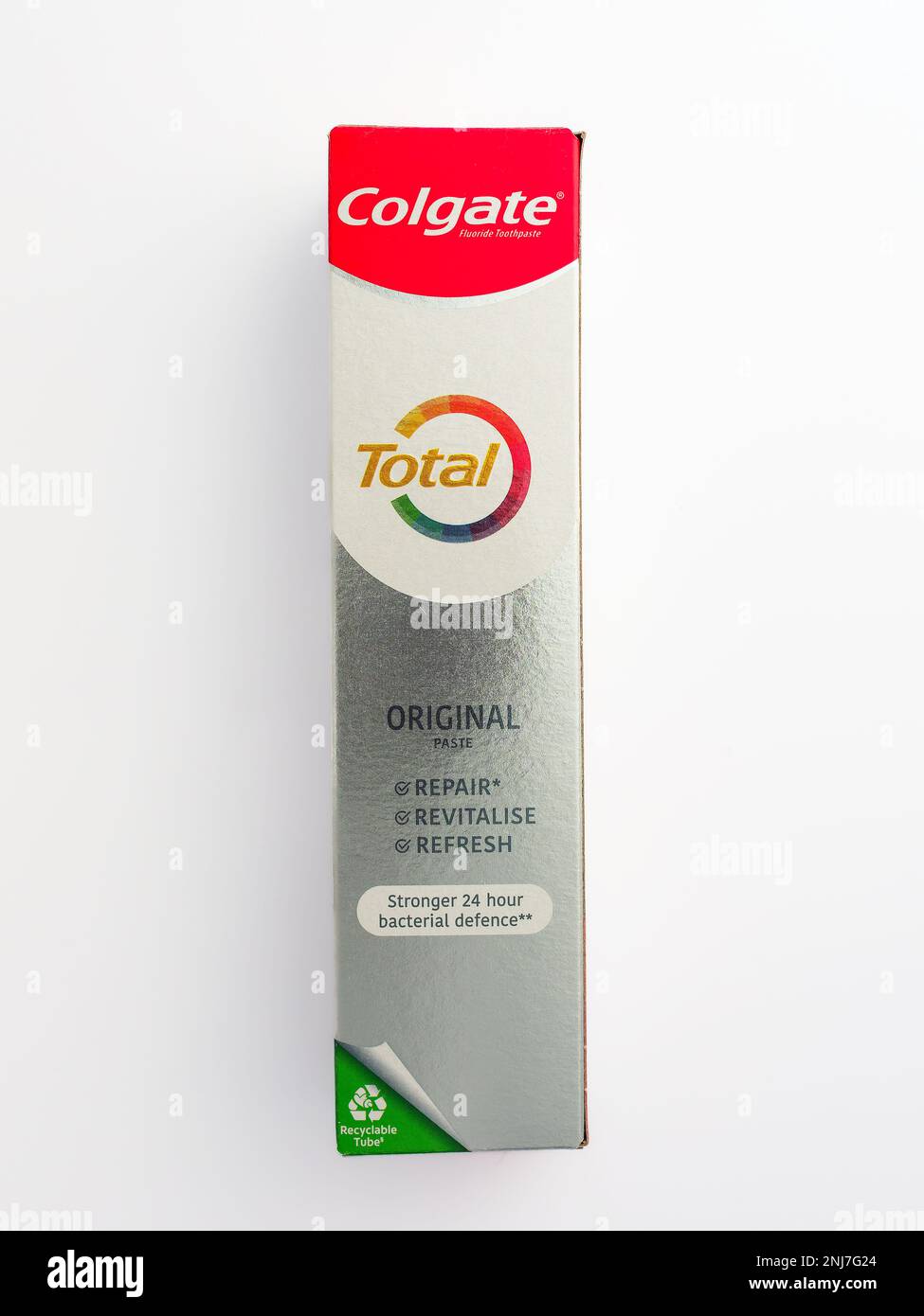 Pack of Colgate brand tooth paste isolated on a white background Stock ...