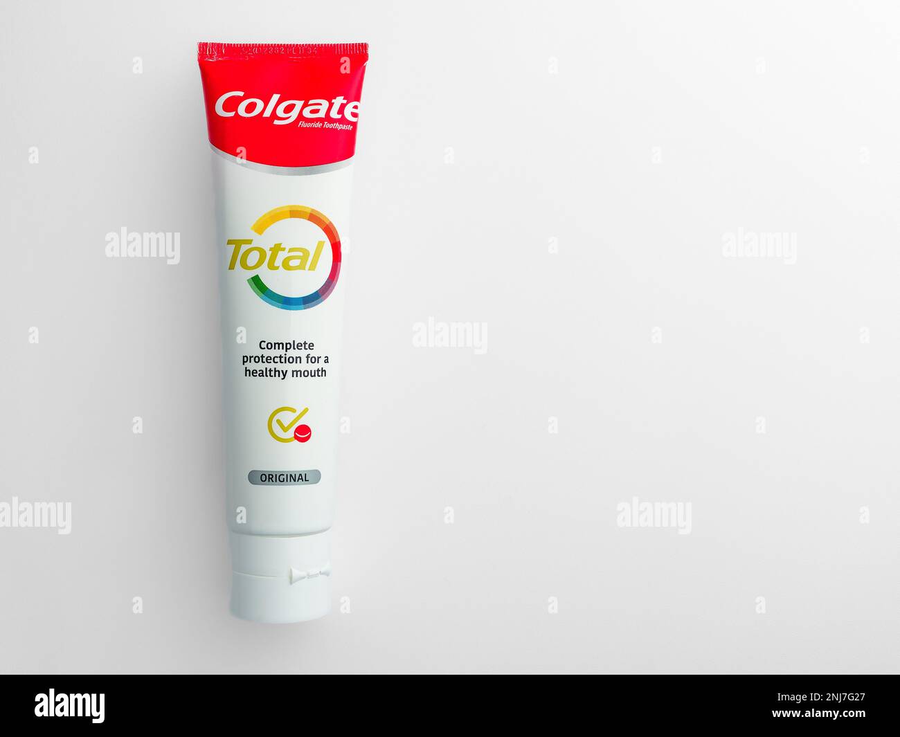 Pack of Colgate brand tooth paste isolated on a white background Stock ...