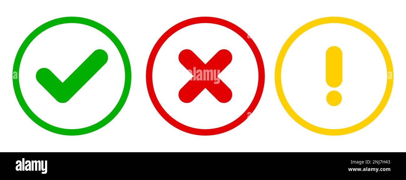 Check mark and x set icon. Simple web buttons. Checkmarks and x or ...