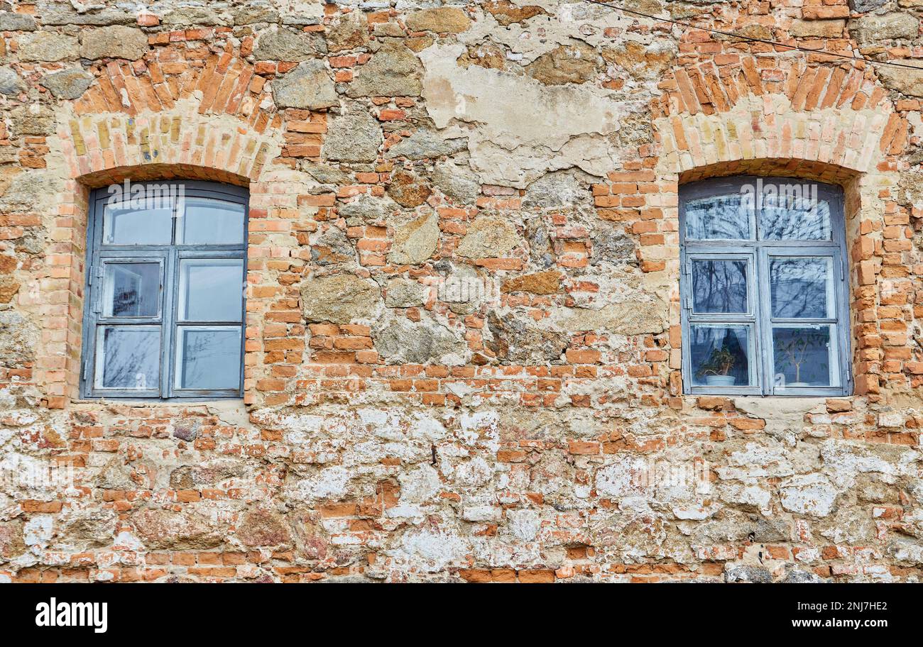 The exterior of the church facade in the old monastery of the Order of ...