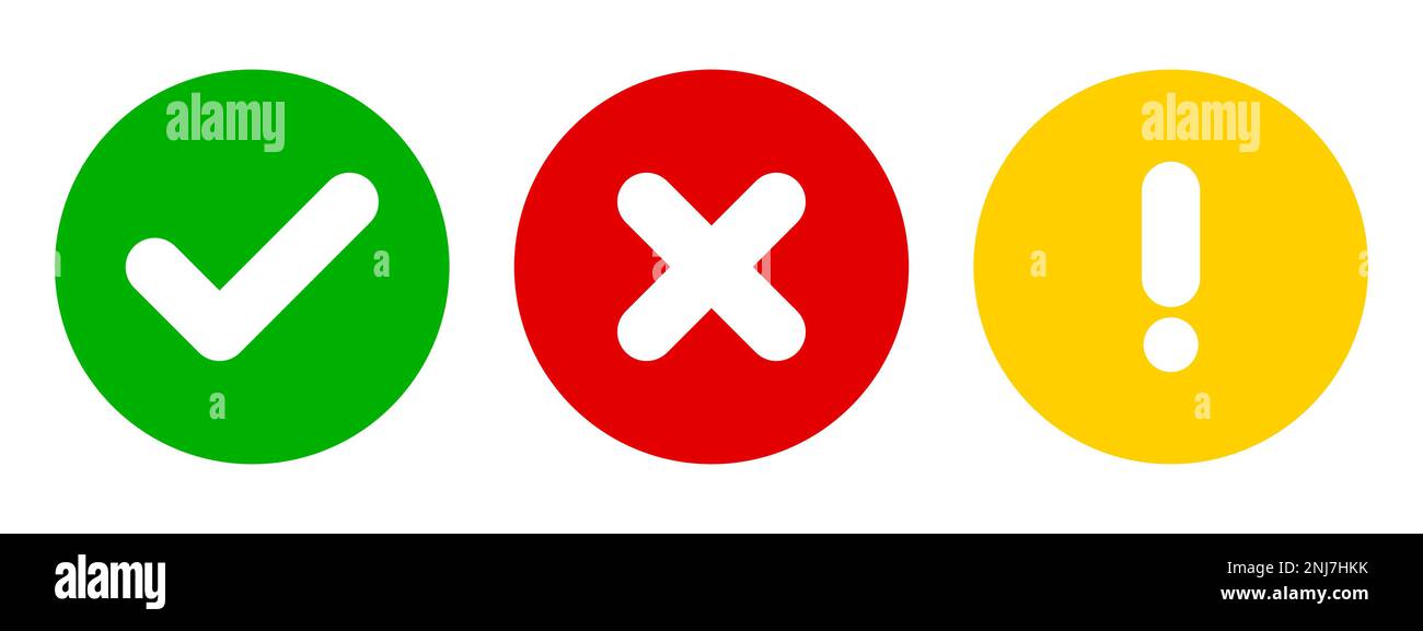 Check mark and x set icon. Simple web buttons. Checkmarks and x or ...