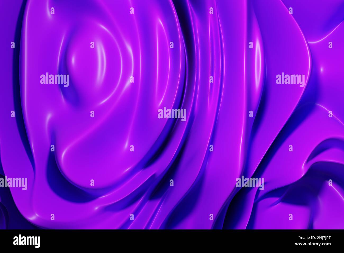 Liquid shiny curve shape. Purple smooth fluid waves. 3d rendering Stock ...