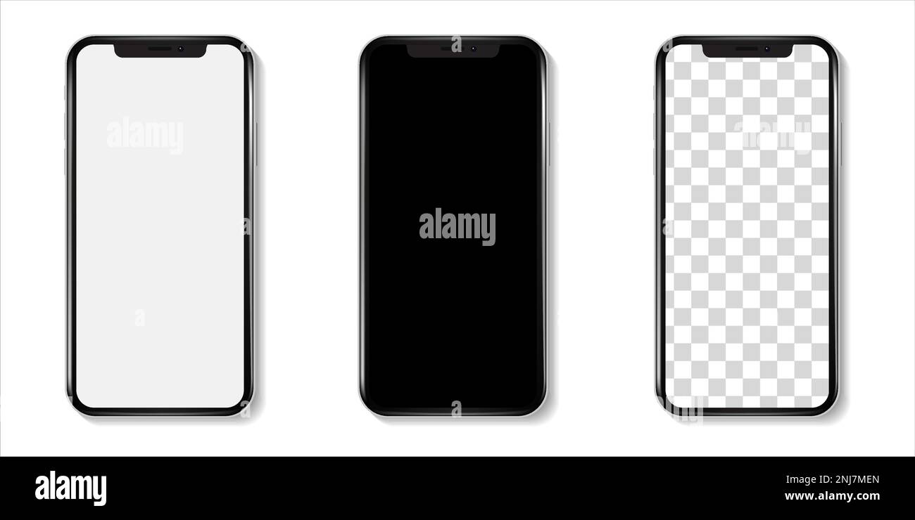 Realistic models smartphone with transparent screens. Smartphone mockup ...