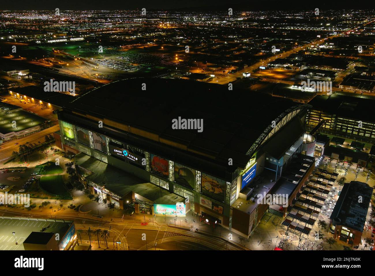 A general overall aerial view of Chase Field at night, Tuesday, Sept ...