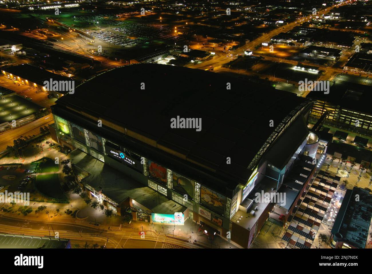 A general overall aerial view of Chase Field at night, Tuesday, Sept ...