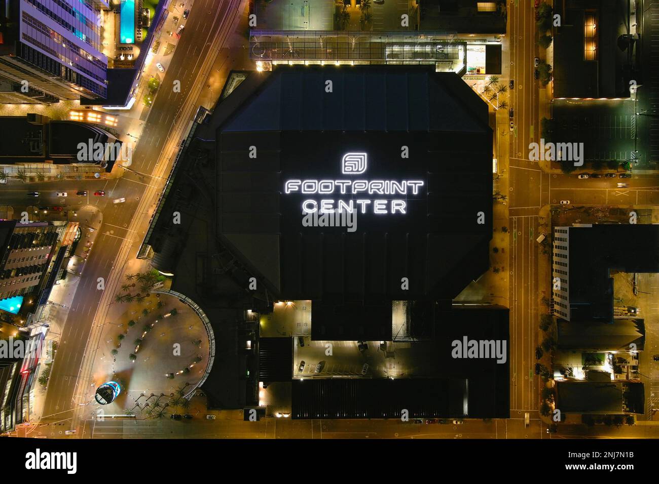 A general overall aerial view of the Footprint Center at night, Tuesday ...