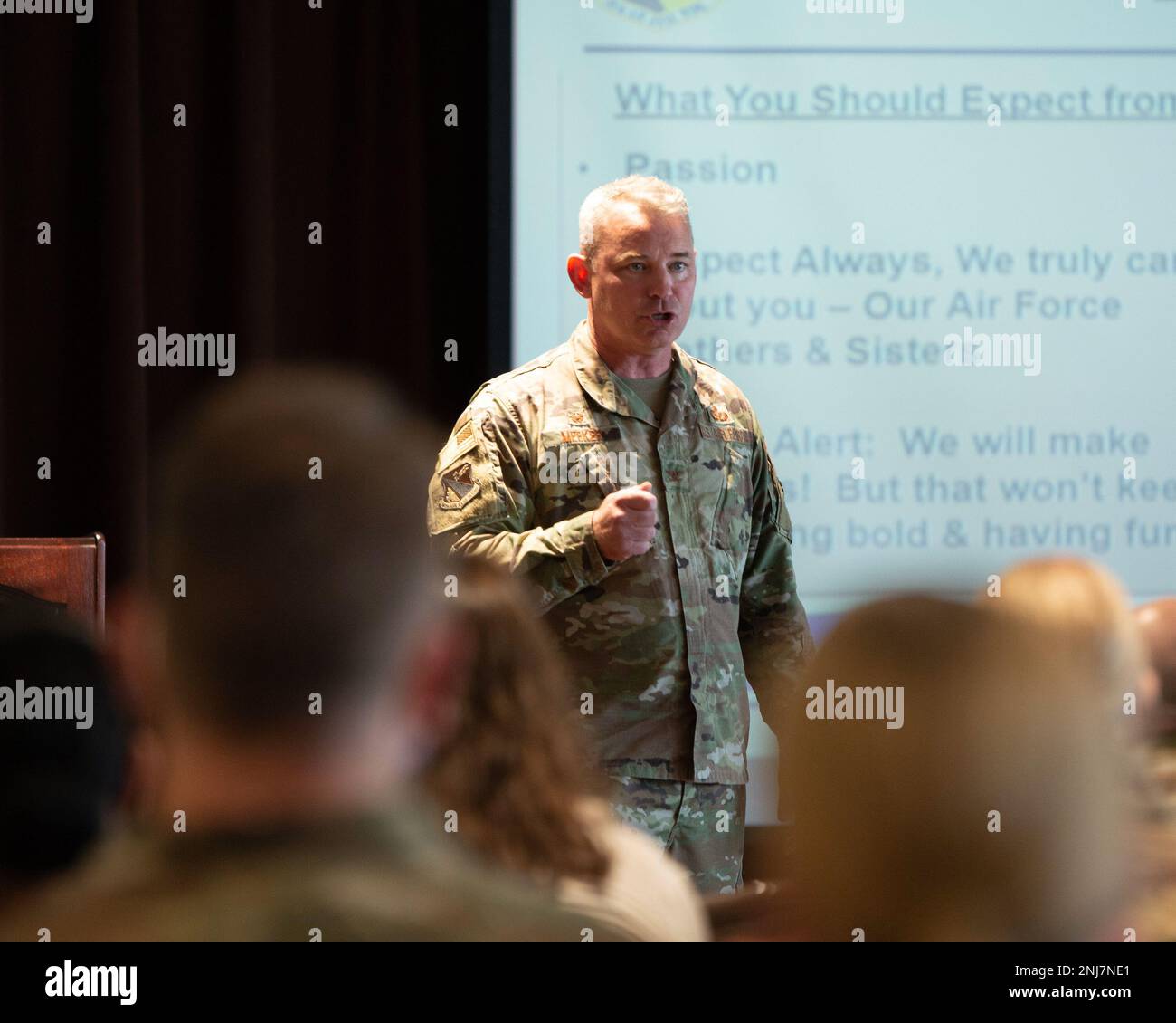 Col. Christopher Meeker, 88th Air Base Wing and installation commander, introduces himself ...