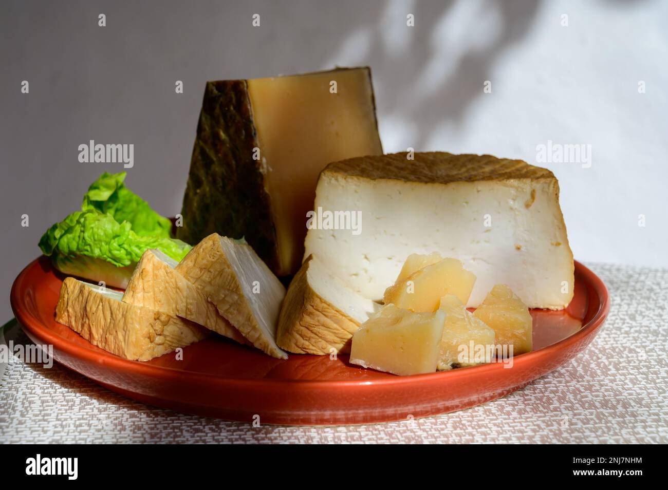 Spanish cheeses collection, pieces of smoked and old matured goat ...