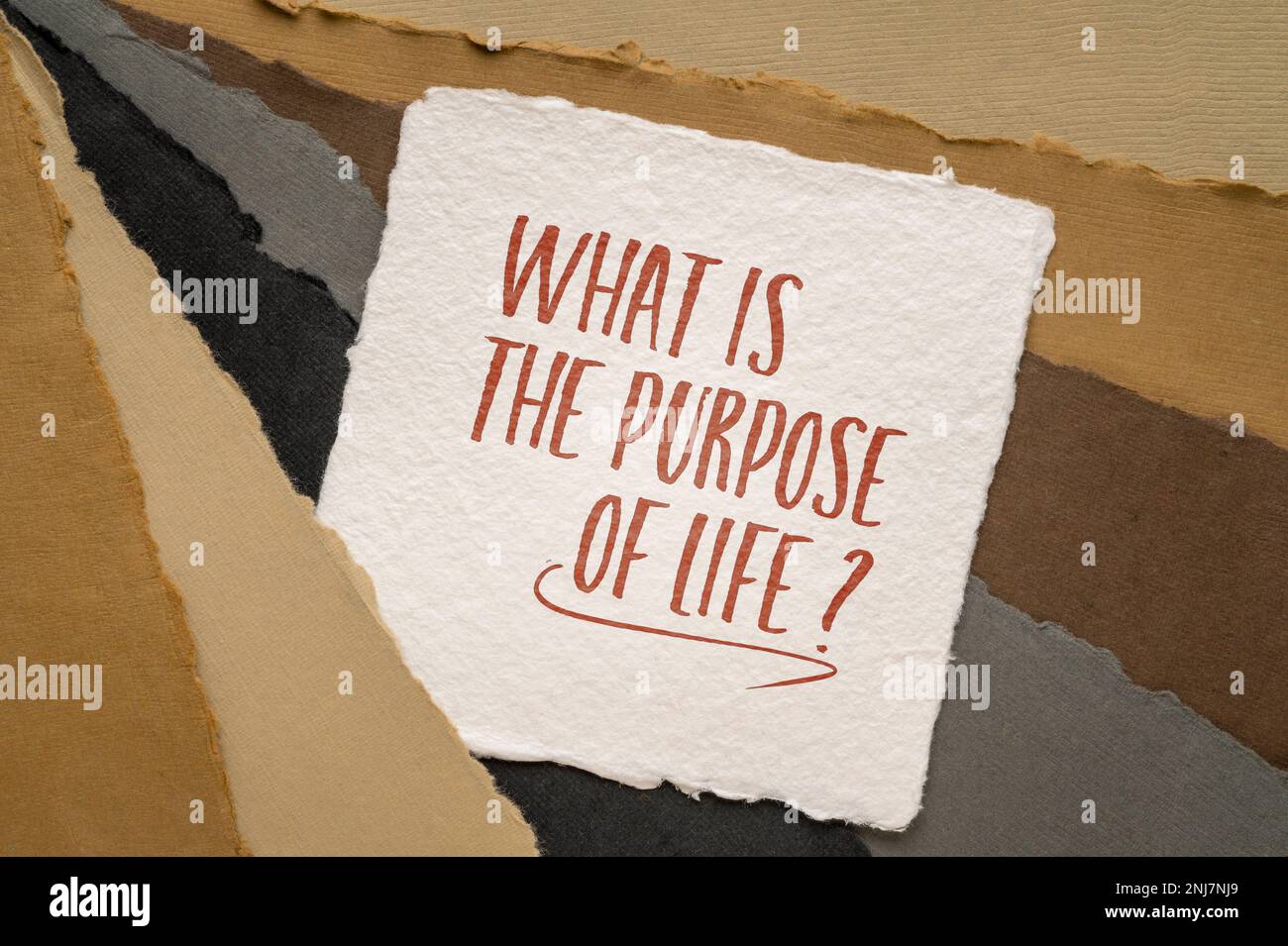 What is the purpose of life? Philosophical question handwritten on an ...