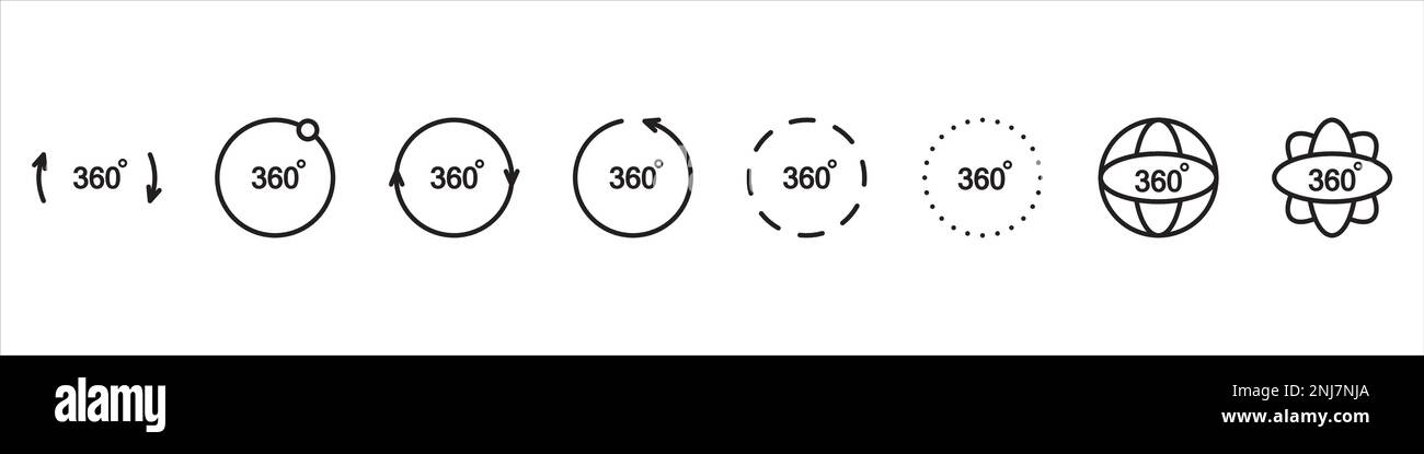 360 degree views of vector circle icons set isolated from the ...