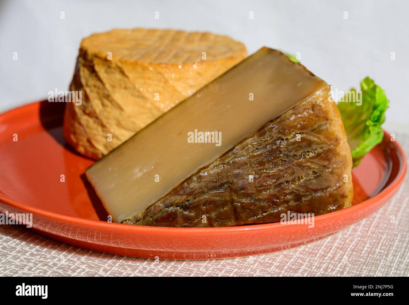 Spanish cheeses collection, pieces of smoked and old matured goat ...