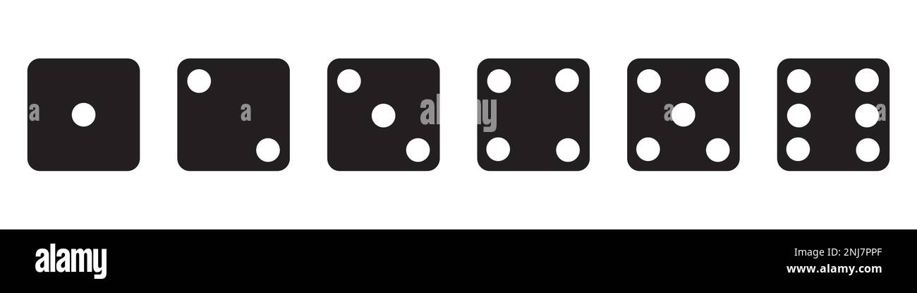 Bones. Game dice set isolated on white background. Bones in flat and linear design from one to ...