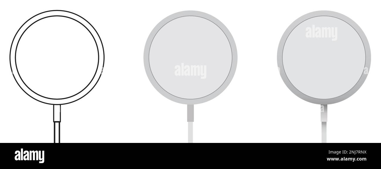 Apple MagSafe Charger.Outline line drawing modern Wireless Charger ...