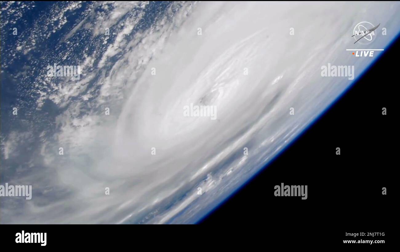 In this image made from a NASA livestream, Hurricane Ian is seen from ...