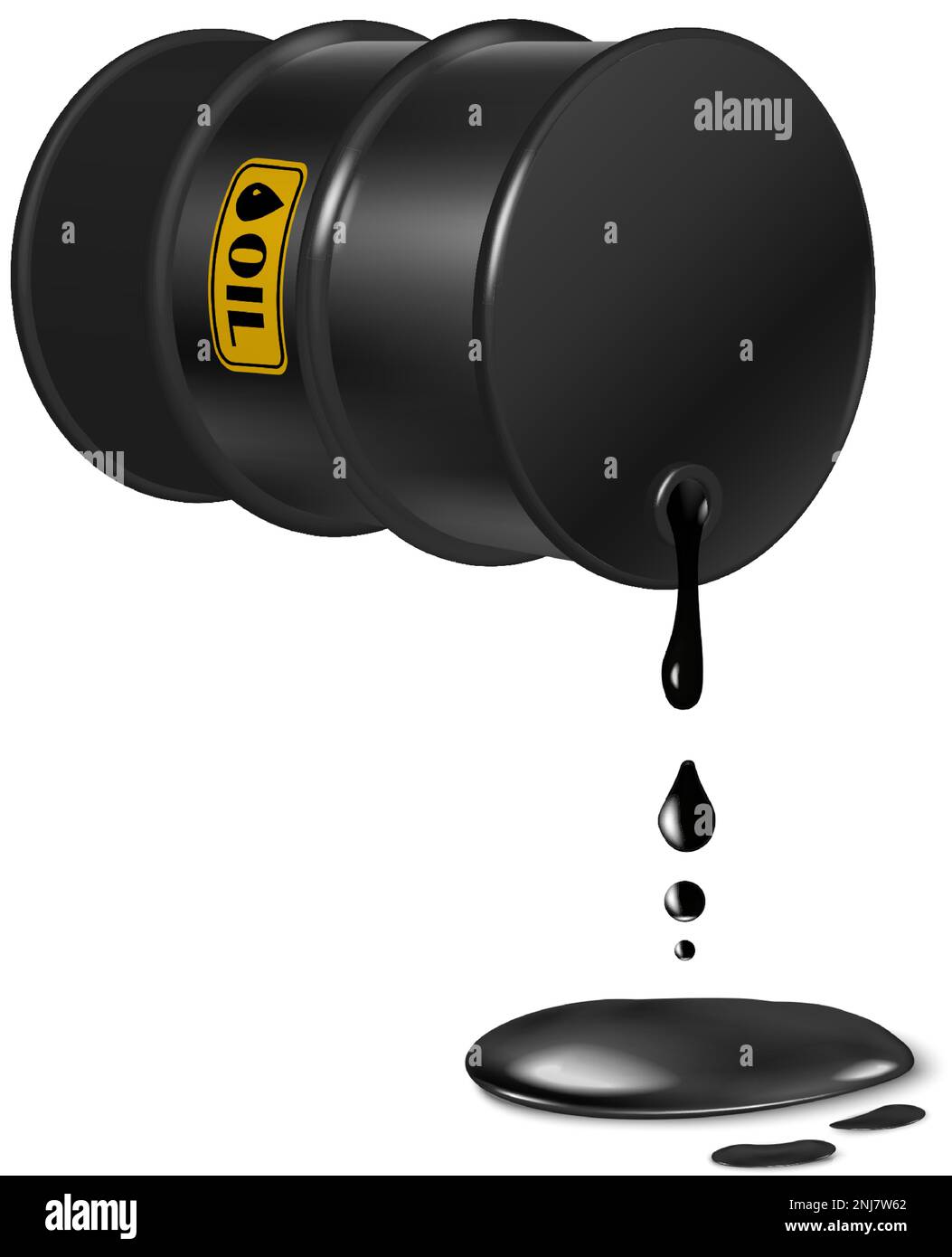 3d realistic vector icon illustartion. Oil barrel dripping black liquid ...