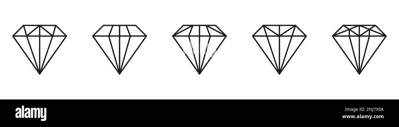 Diamond icon. Big collection quality diamonds. Linear diamond style and ...
